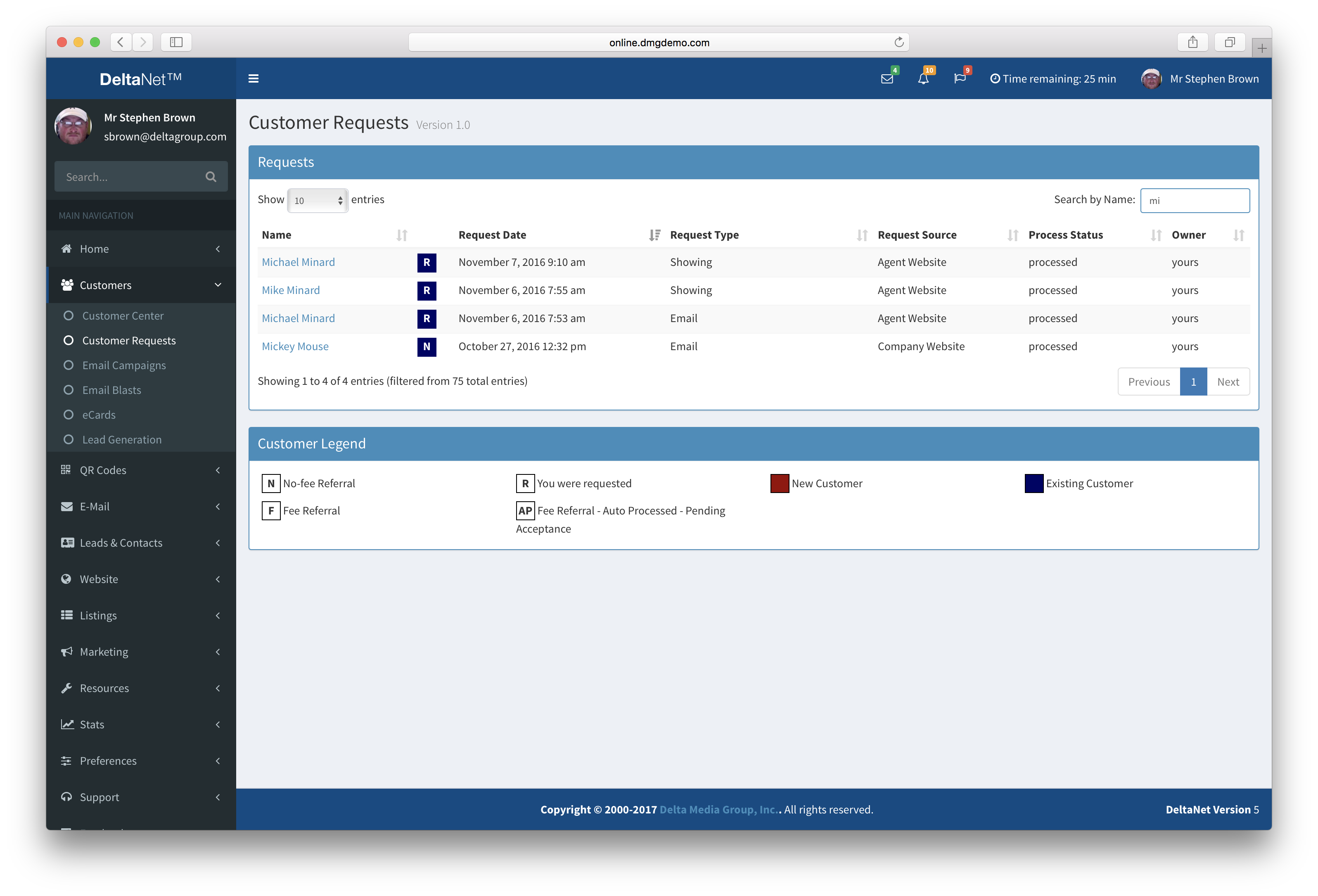 DeltaNet 5 Interface Update For Filtering Customers