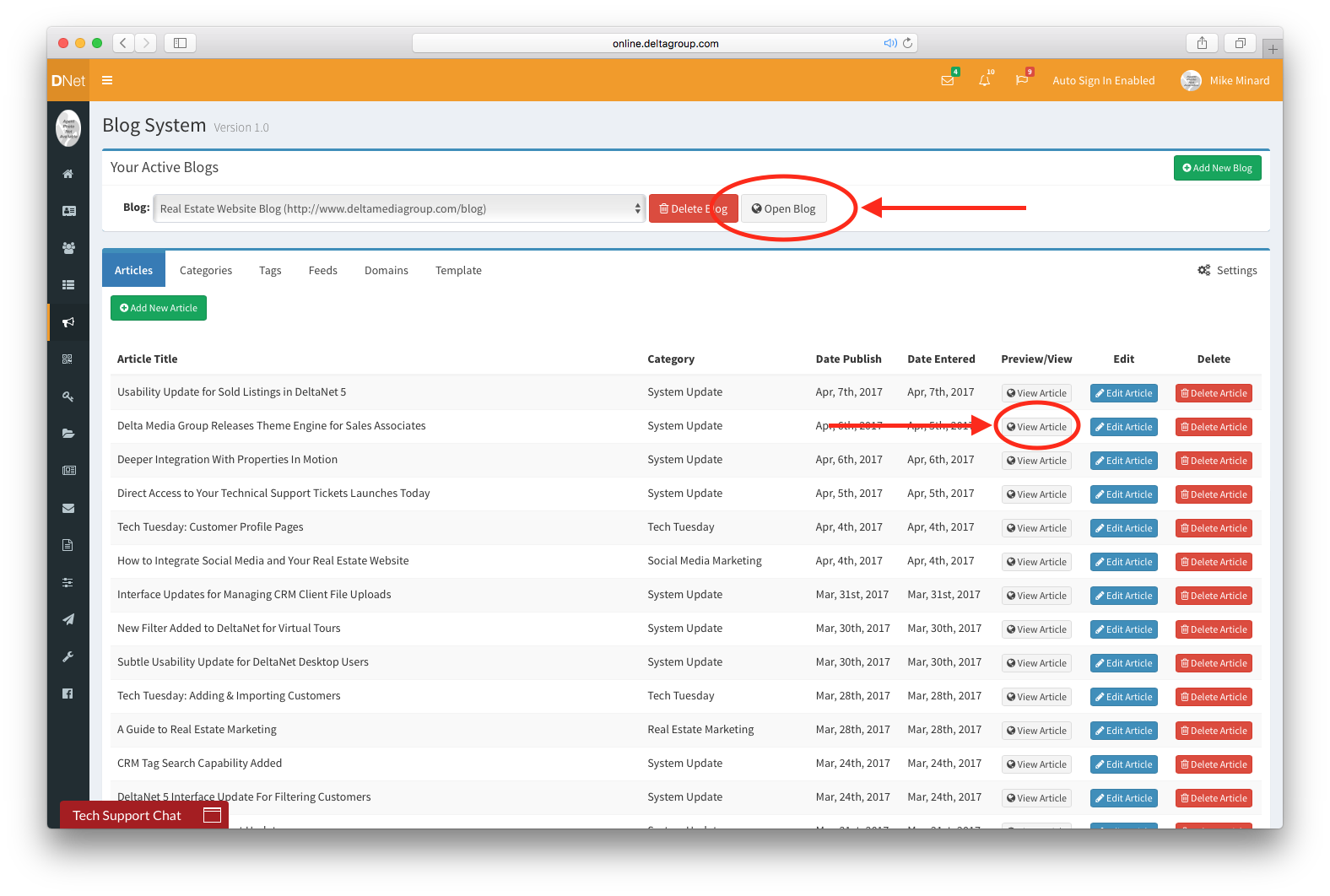 Interface Updates to Blogging in DeltaNet 5