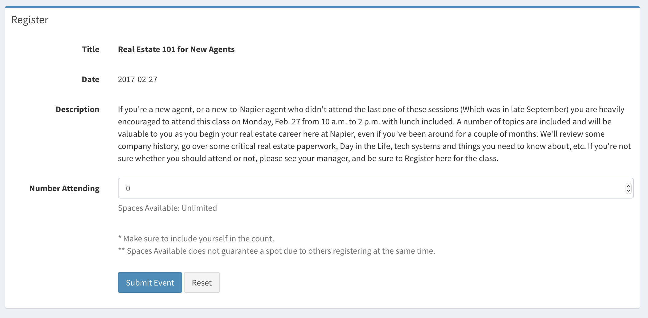 Registration Support Added to Event Calendar